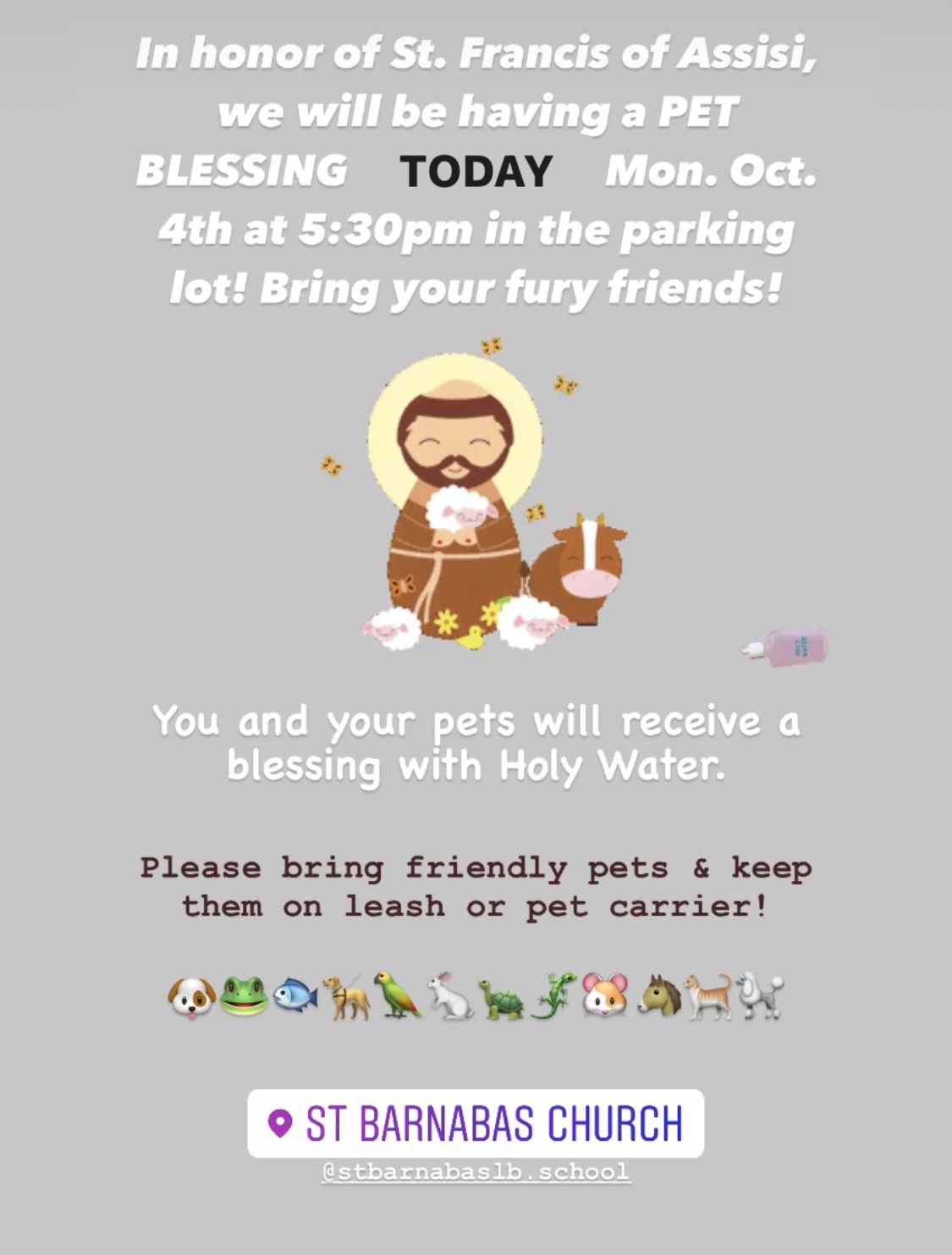 10/4 Blessing of Animals – ST. BARNABAS CHURCH