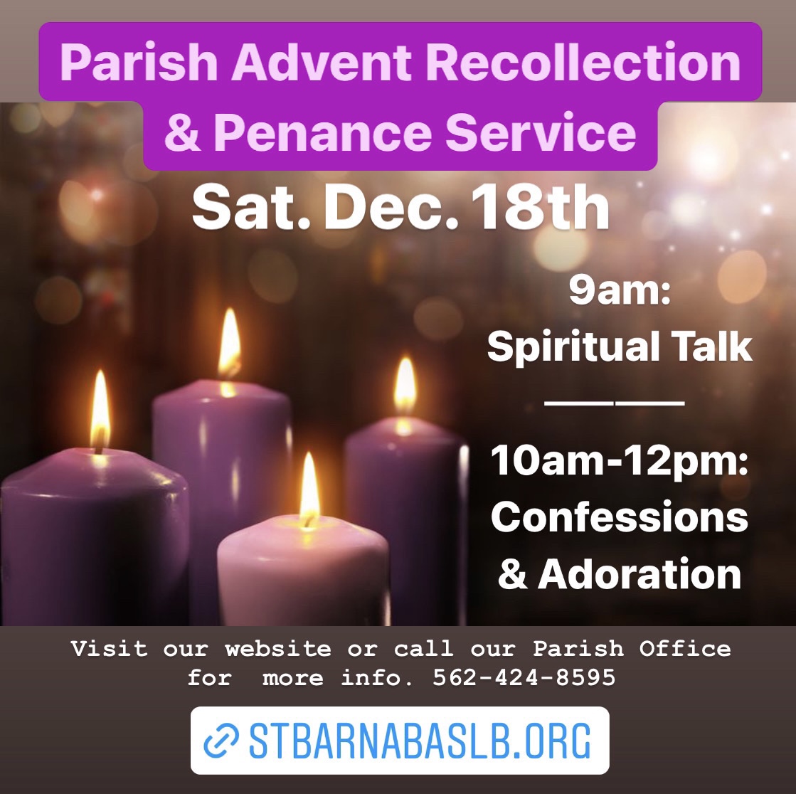 12/18 Parish Advent Recollection & Penance Service – ST. BARNABAS CHURCH