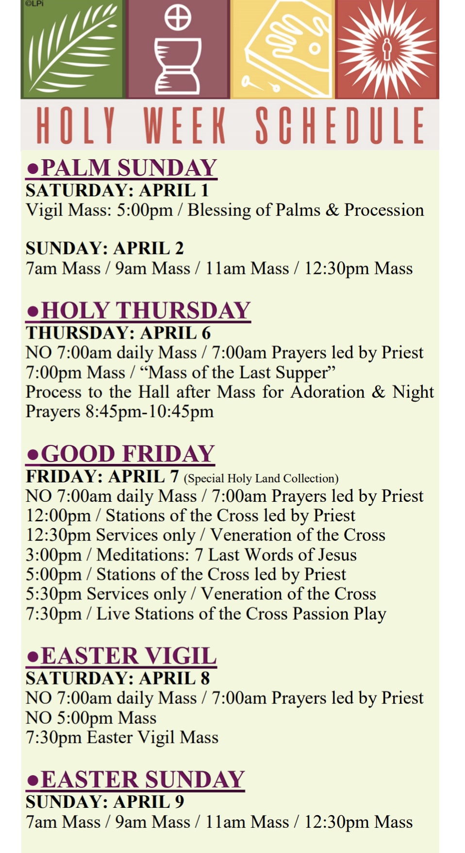 HOLY WEEK SCHEDULE – ST. BARNABAS CHURCH