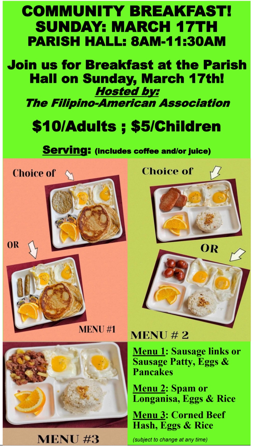 3/17 Community Breakfast – ST. BARNABAS CHURCH