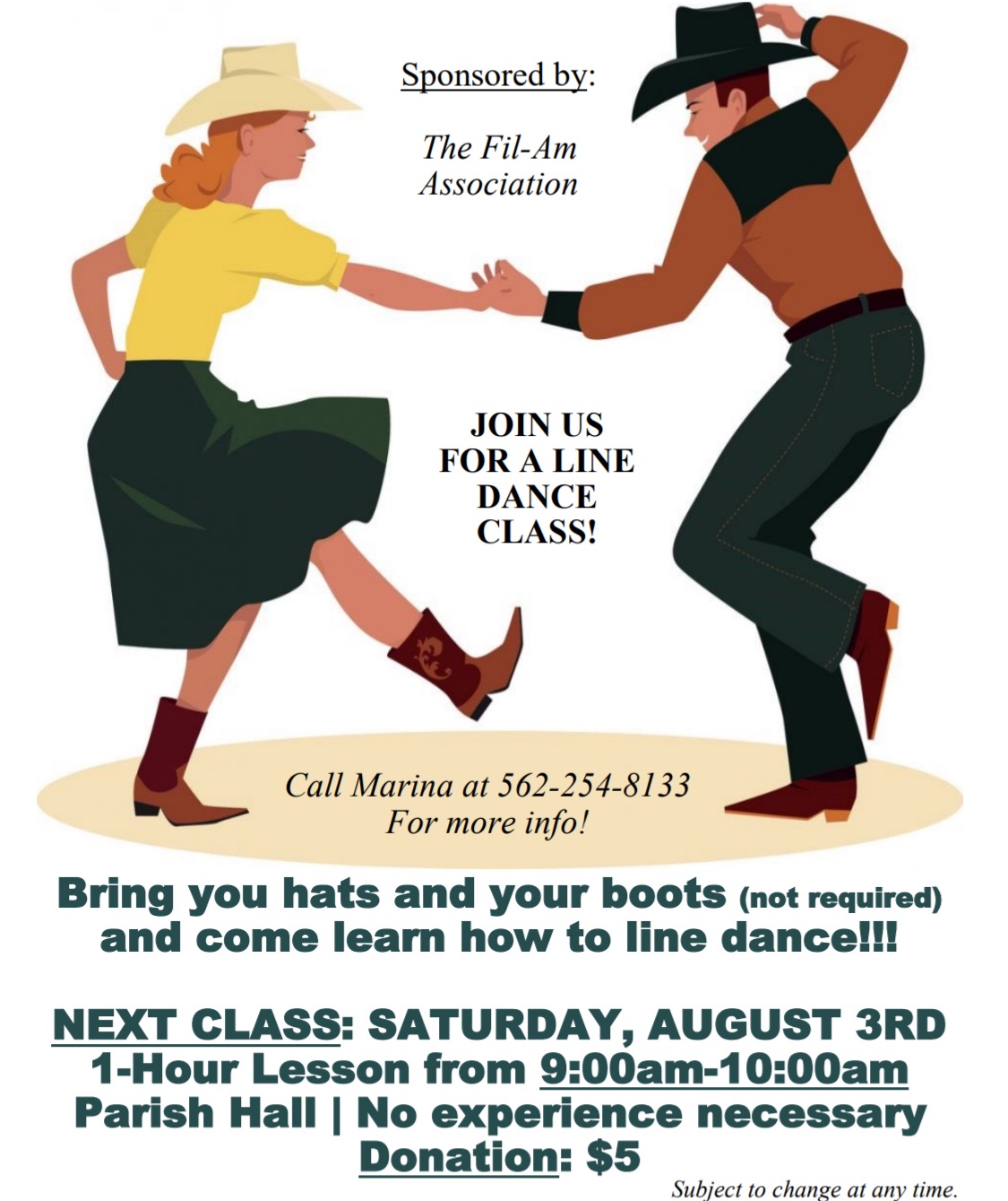8/3 Line Dance Class – ST. BARNABAS CHURCH