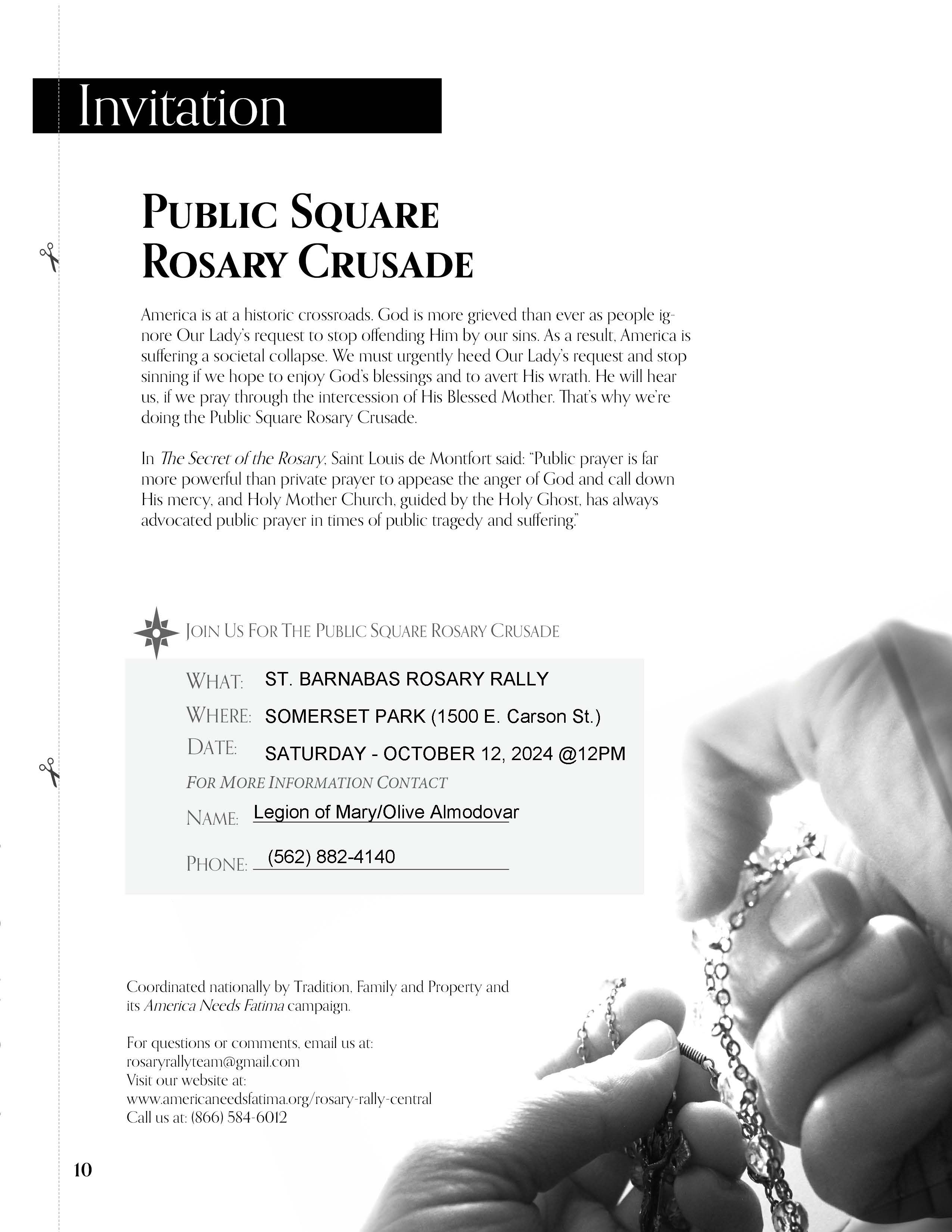 10/12 Rosary Crusade – ST. BARNABAS CHURCH